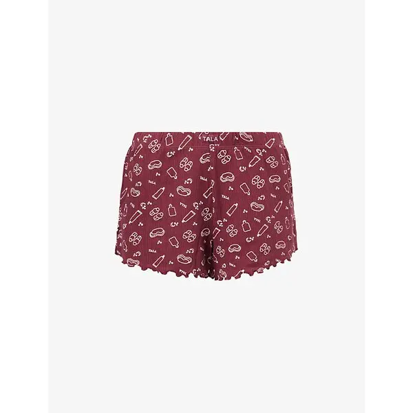 TALA Stretch-cotton Pyjama Shorts - Port Print