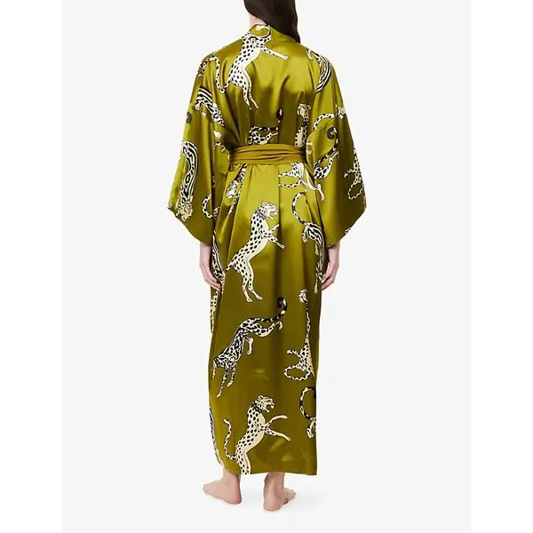 Olivia Von Halle Queenie Leopard Silk Robe - Chanson