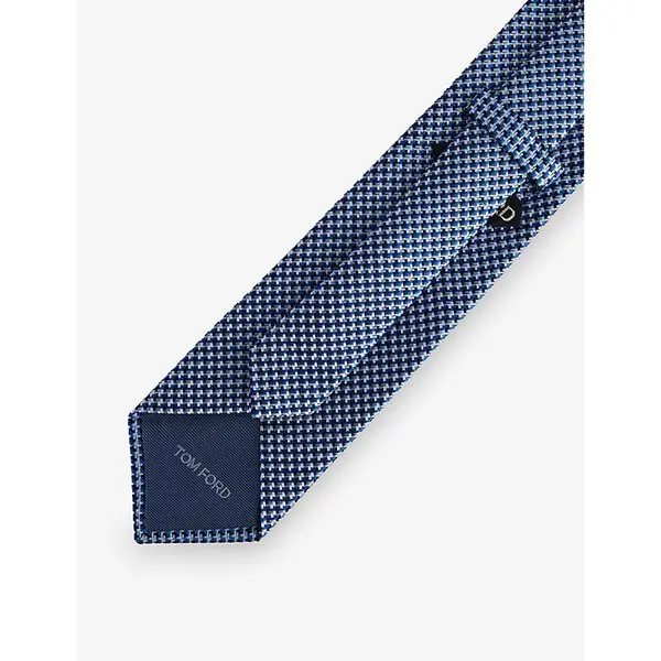 TOM FORD Woven Geometric Silk Tie - Mid Blue