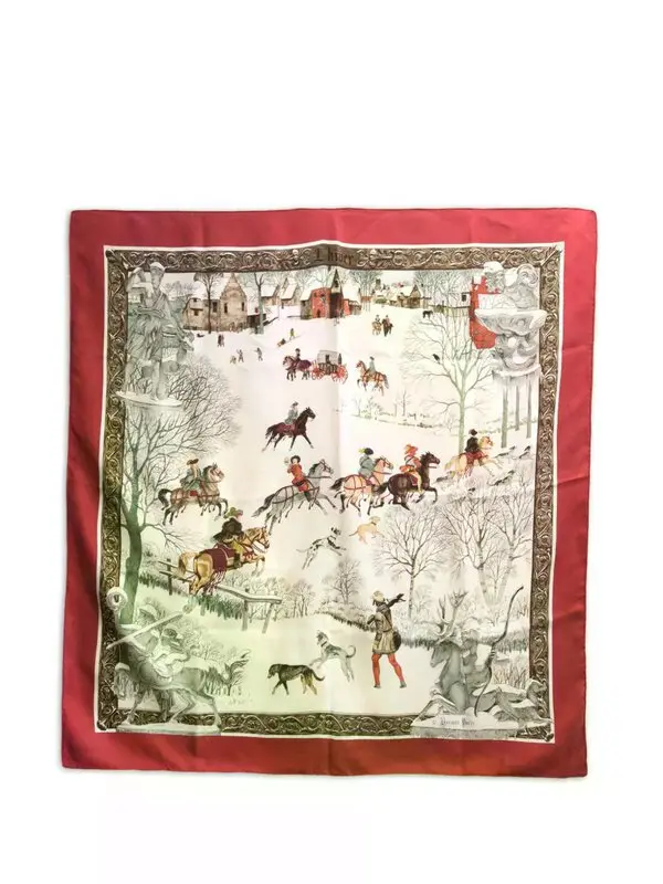 Hermès 1970s L’hiver Silk Scarf - Neutrals