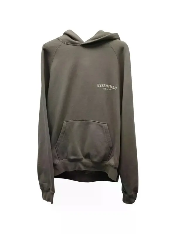 Fear Of God Flocked Logo Hoodie - Grey