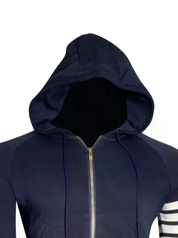 Thom Browne 4-bar Zip Hoodie - Blue
