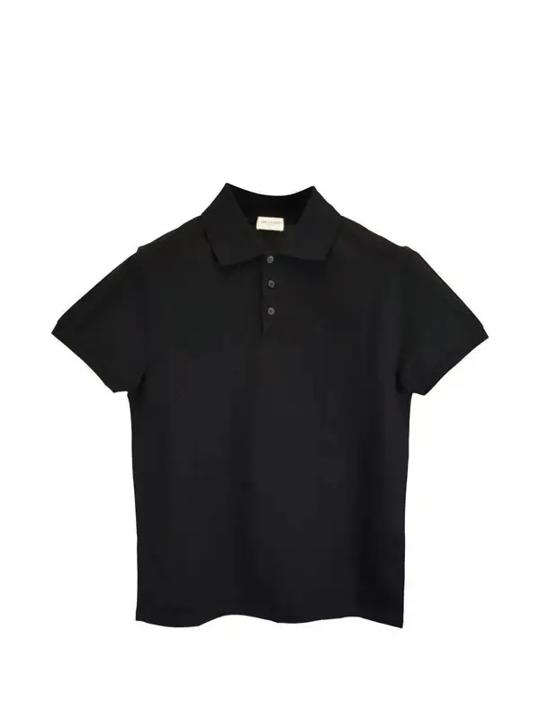 Saint Laurent Embroidered-logo Polo Shirt - Black
