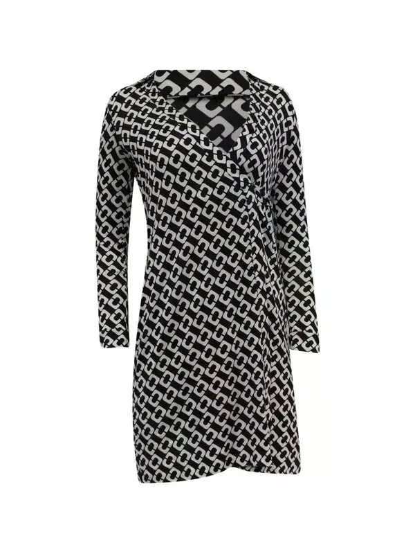 Diane Von Furstenberg Printed Mini Wrap Dress - Black