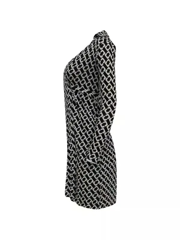 Diane Von Furstenberg Printed Mini Wrap Dress - Black