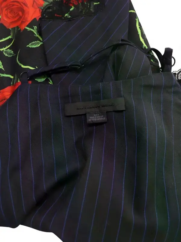 ALEXANDER WANG Rose-print Pinstriped Dress