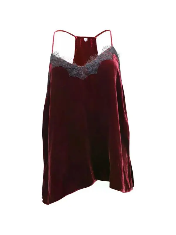 Cami Nyc Lace-trim Velvet Top - Red