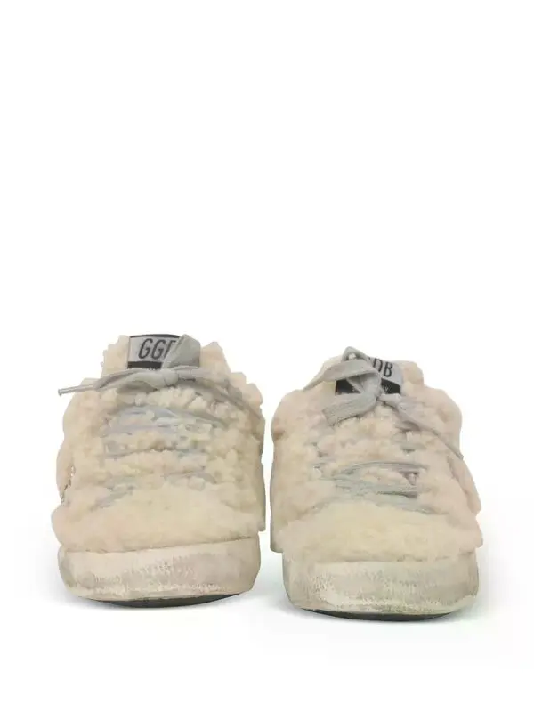 GOLDEN GOOSE Super-star Shearling Glittered Sneakers