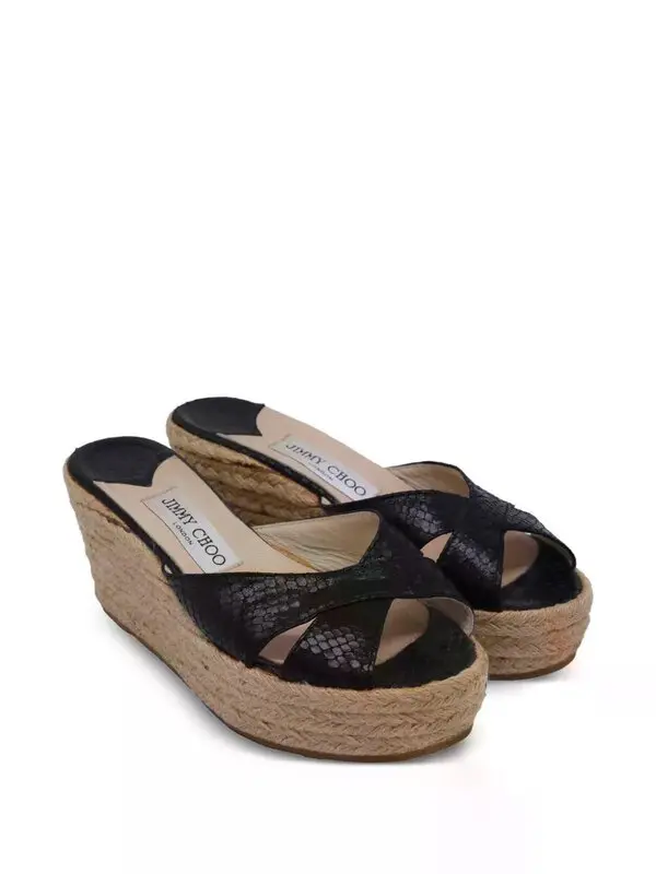 JIMMY CHOO Snakeskin-embossed Espadrille Wedges