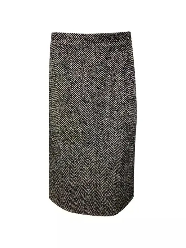 N°21 Herringbone-pattern Slit-detail Skirt