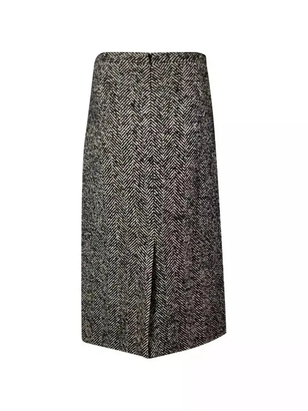 N°21 Herringbone-pattern Slit-detail Skirt