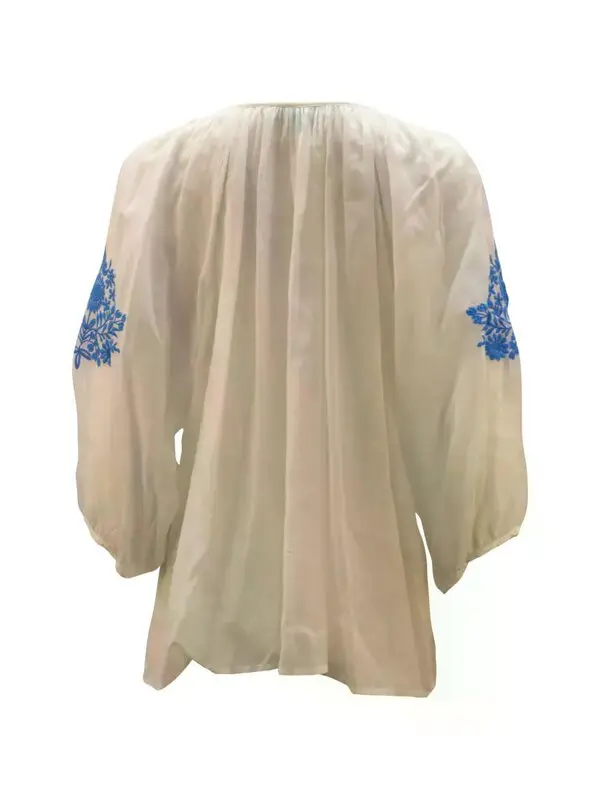 Melissa Odabash Floral-embroidered Voile Blouse