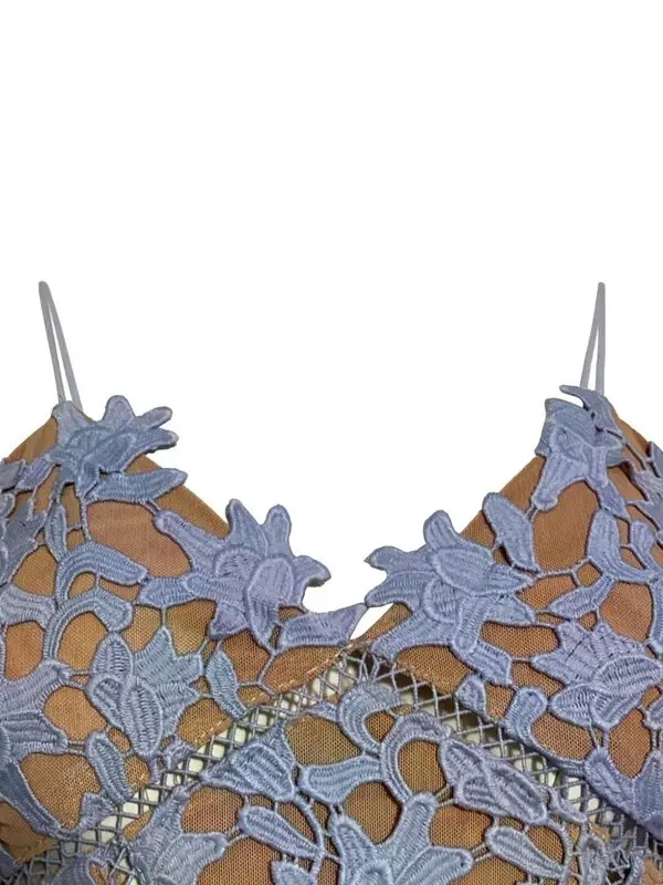 badgley mischka white lace dress Badgley Mischka Scuba Applique Midi Dress main image 1