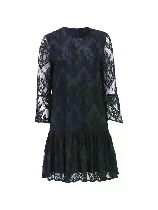 GANNI Lace Ruffled Embroidered Mini Dress