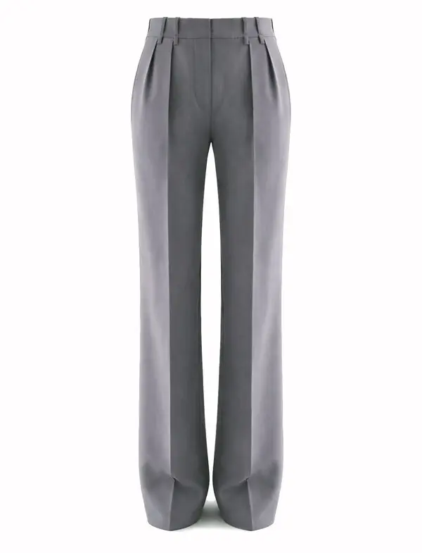 JIL SANDER Wool Gabardine Wide Leg Pants - Grey