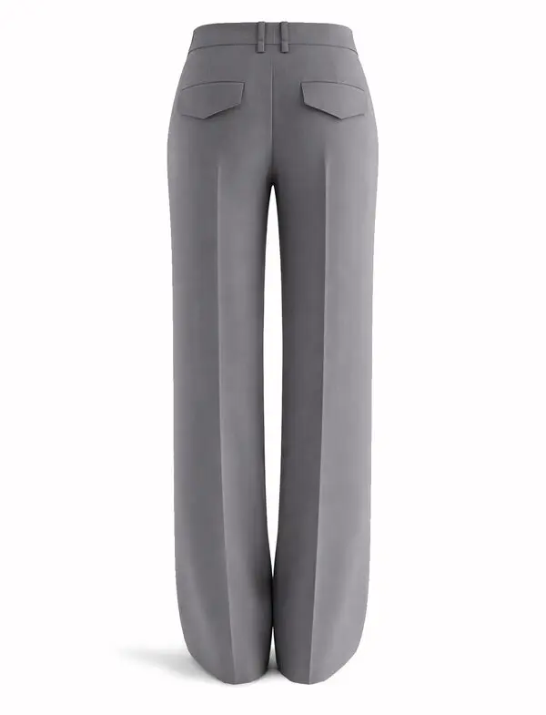 JIL SANDER Wool Gabardine Wide Leg Pants - Grey