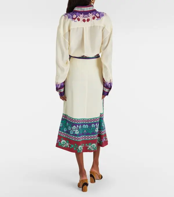 La DoubleJ Santa Monica Printed Satin Midi Skirt