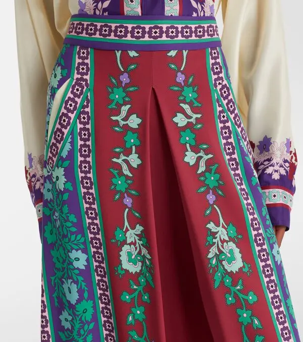 La DoubleJ Santa Monica Printed Satin Midi Skirt