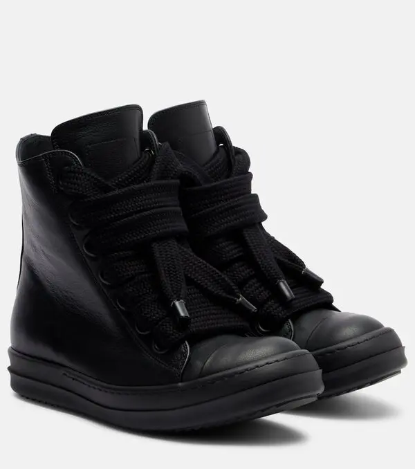 Rick Owens Jumbolace Leather High Top Sneakers
