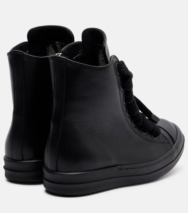 Rick Owens Jumbolace Leather High Top Sneakers