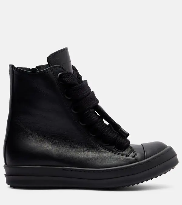 Rick Owens Jumbolace Leather High Top Sneakers
