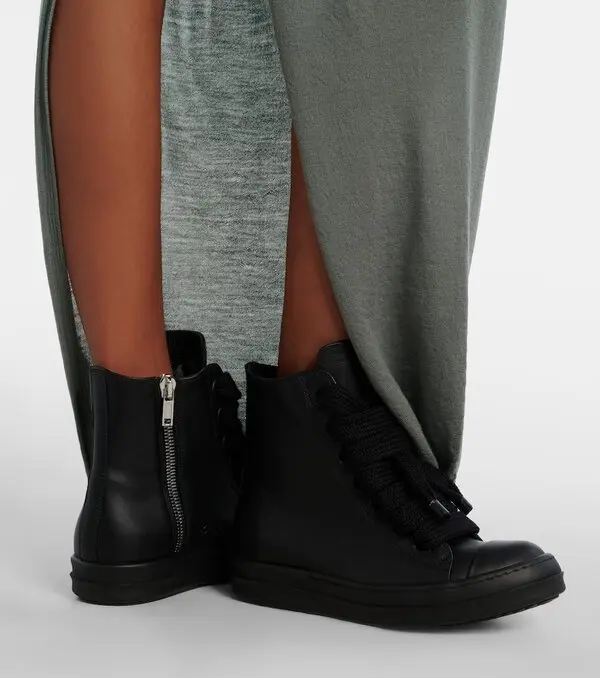 Rick Owens Jumbolace Leather High Top Sneakers
