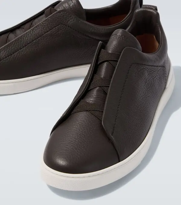 Zegna Triple Stitch Leather Sneakers