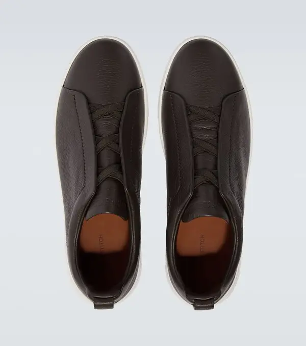 Zegna Triple Stitch Leather Sneakers