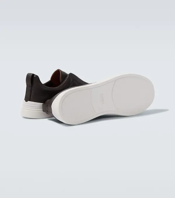 Zegna Triple Stitch Leather Sneakers