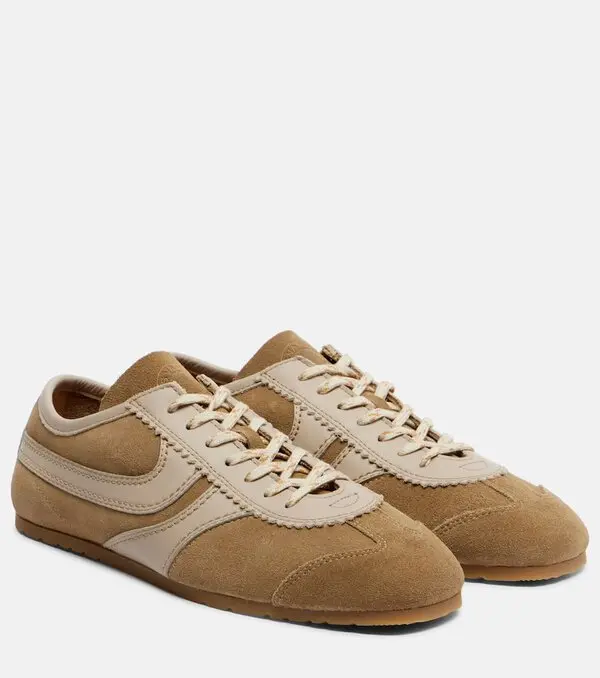 Dries Van Noten Leather-trimmed Suede Sneakers - Beige
