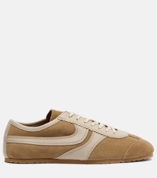 Dries Van Noten Leather-trimmed Suede Sneakers - Beige