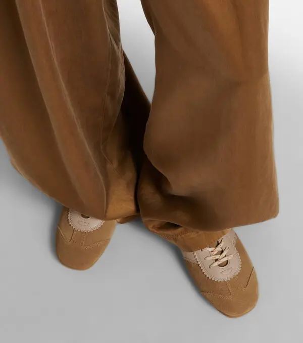 Dries Van Noten Leather-trimmed Suede Sneakers - Beige