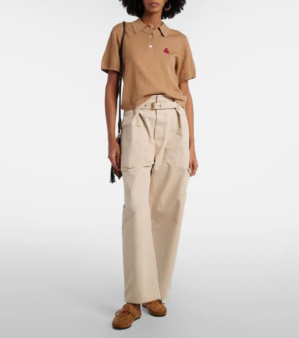 MARANT ETOILE Althea Cotton And Wool Polo Shirt - Beige