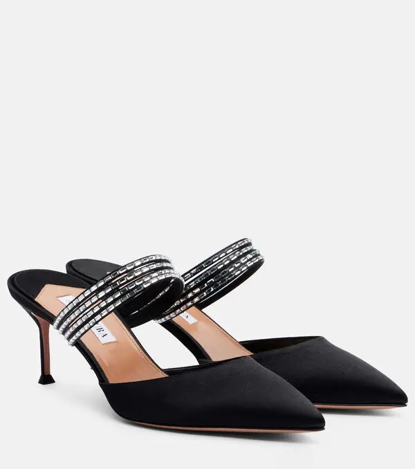 AQUAZZURA Luce 65 Embellished Mules