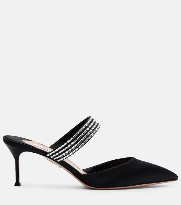AQUAZZURA Luce 65 Embellished Mules