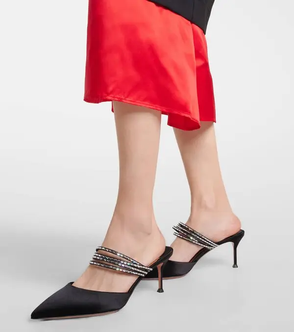 AQUAZZURA Luce 65 Embellished Mules