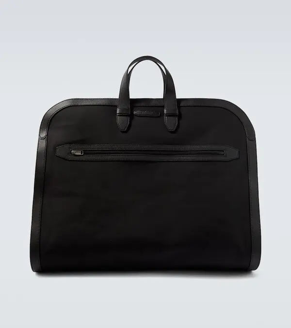 Brioni Leather-trimmed Garment Bag - Black