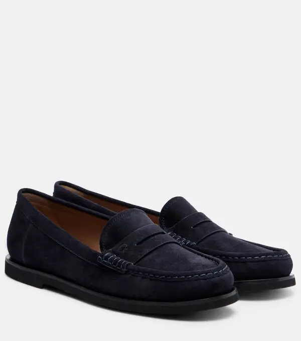 GIANVITO ROSSI Vernon Suede Penny Loafers - Blue