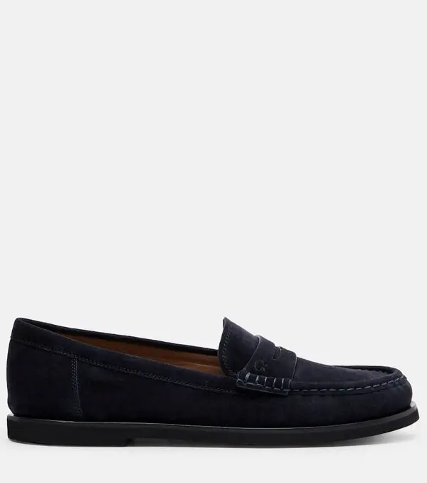 GIANVITO ROSSI Vernon Suede Penny Loafers - Blue