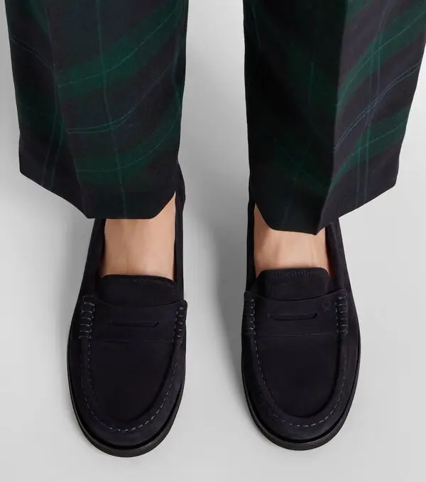 GIANVITO ROSSI Vernon Suede Penny Loafers - Blue