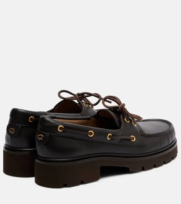 GIANVITO ROSSI Olonne Leather Boat Shoes - Brown