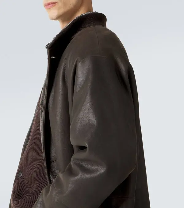A.PRESSE Shearling-lined Leather Jacket