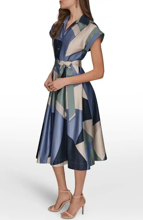 Donna Karan New York Patchwork Belted Midi Shirtdress