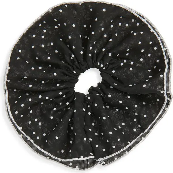 Tasha Polka Dot Scrunchies Set Of Two - Black