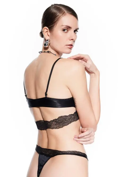 MERS SILK Clara Bra Silk & Lace Front-closure Demi Bra
