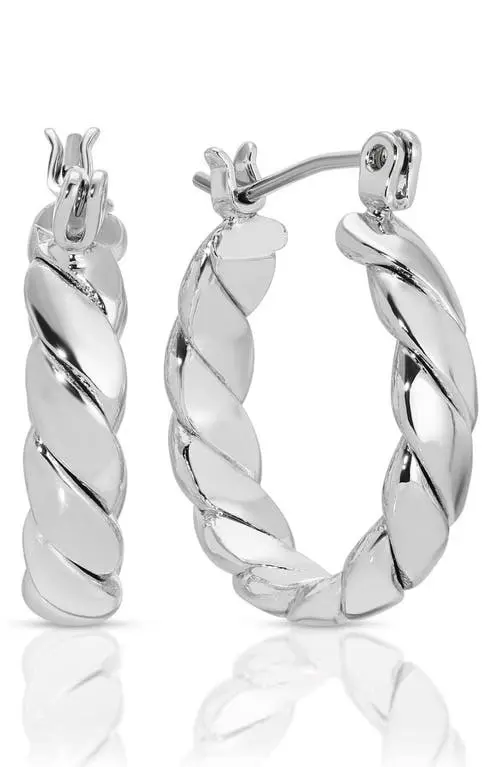 Ettika Texture Mini Hoop Earrings - Silver