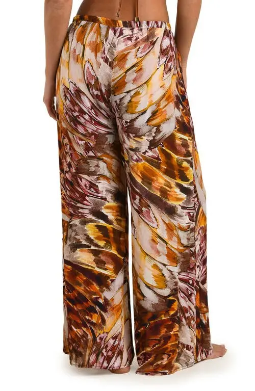 L'Agence Sharon Watercolor Cover-up Pants - Brown Multi