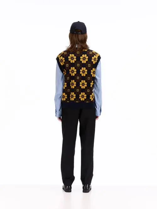 VOWELS Jacquard Knit Sweater Vest