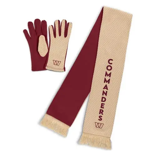 WEAR BY ERIN ANDREWS Washington Commanders Tonal Microcheck Scarf & Glove Set - Tan