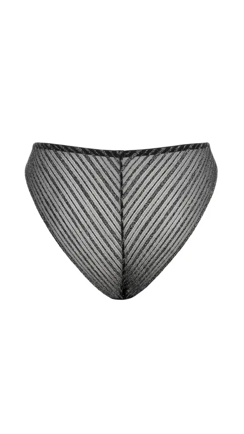 MERS SILK Silvery Panties Lace Brazilian Panties